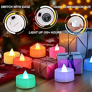 BEICHI Color Changing LED Tea Lights Bulk, 24 Pcs Flameless Tealight Candles with Colorful Lights, Battery Operated Colored Fake Candles, No Flickering Light, [White Base]