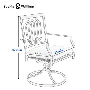 Sophia & William Outdoor Metal Swivel Chairs Set of 2 Patio Dining Rocker Chair with Cushion Furniture Set for Garden Backyard Bistro, 300 lbs