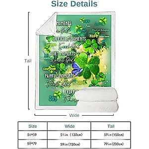 Onecmore Christian Gifts Religious Gifts for Women Serenity Prayers Throw Blanket,Inspirational Gifts Get Well Soon Healing Warm Hugs Sympathy Gifts St. Patrick's Day Decorations Shamrock Irish Gifts