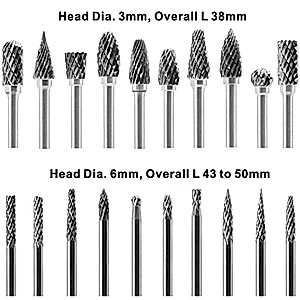 Redariti Carbide Rotary Burrs Set 1/8" Shank (3mm) 20PC, Double Cut Compatible with Dremel Accessories for Woodworking，Suitable for Fine Objects, Making Engraving Work More Excellent and Simple.