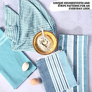 Folkulture 100% Cotton Kitchen Towels with Hanging loop, Dish Towels for Kitchen Décor, Kitchen Hand Towels or Absorbent Kitchen Towels, Farmhouse Kitchen Towels, 20 x 28 inches, Set of 4, (Aqua Blue)