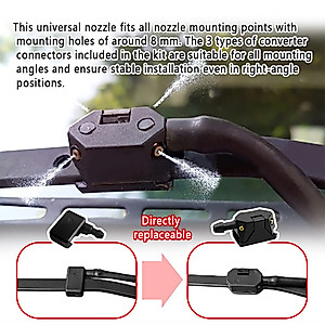 Front Windshield Washer Nozzles Kit,2Pcs 4Holes Arm-mounted Windshield Washer Nozzle+4 Pcs Hose Connectors+4M Washer Fluid Hose Automotive Replacement Windshield Wiper Nozzles for Lorry