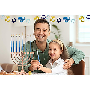 The Dreidel Company Dripless Deluxe Tapered Pastel, Blue and White Decorations, Hanukkah Menorah Candles for All 8 Nights of Chanukah (Single)