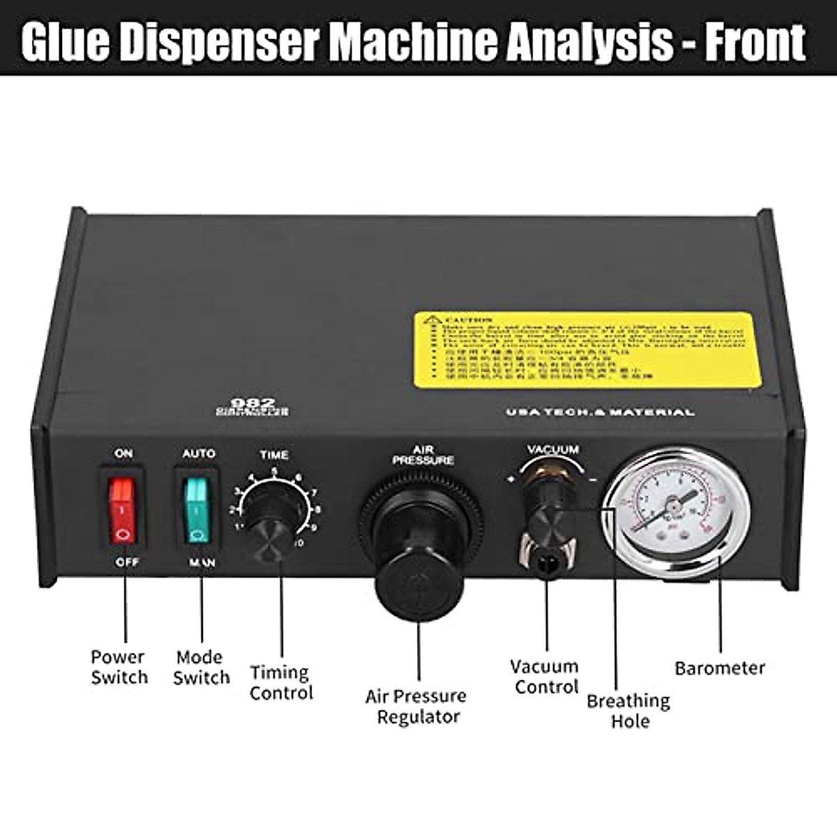 Semi Automatic Glue Dispenser Machine Solder Paste Controller Glue Dropper Glue Liquid Adhesive Dispenser Timer Controlled(AC110V US Plug)