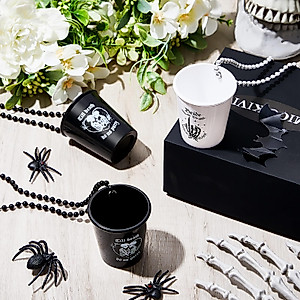 Dandat 12 Pcs Bride or Die Bachelorette Shot Glass Halloween Party Plastic Shot Glass Necklaces Halloween Gothic Skull Bridal Shower Party Favor for Wedding Engagement Party