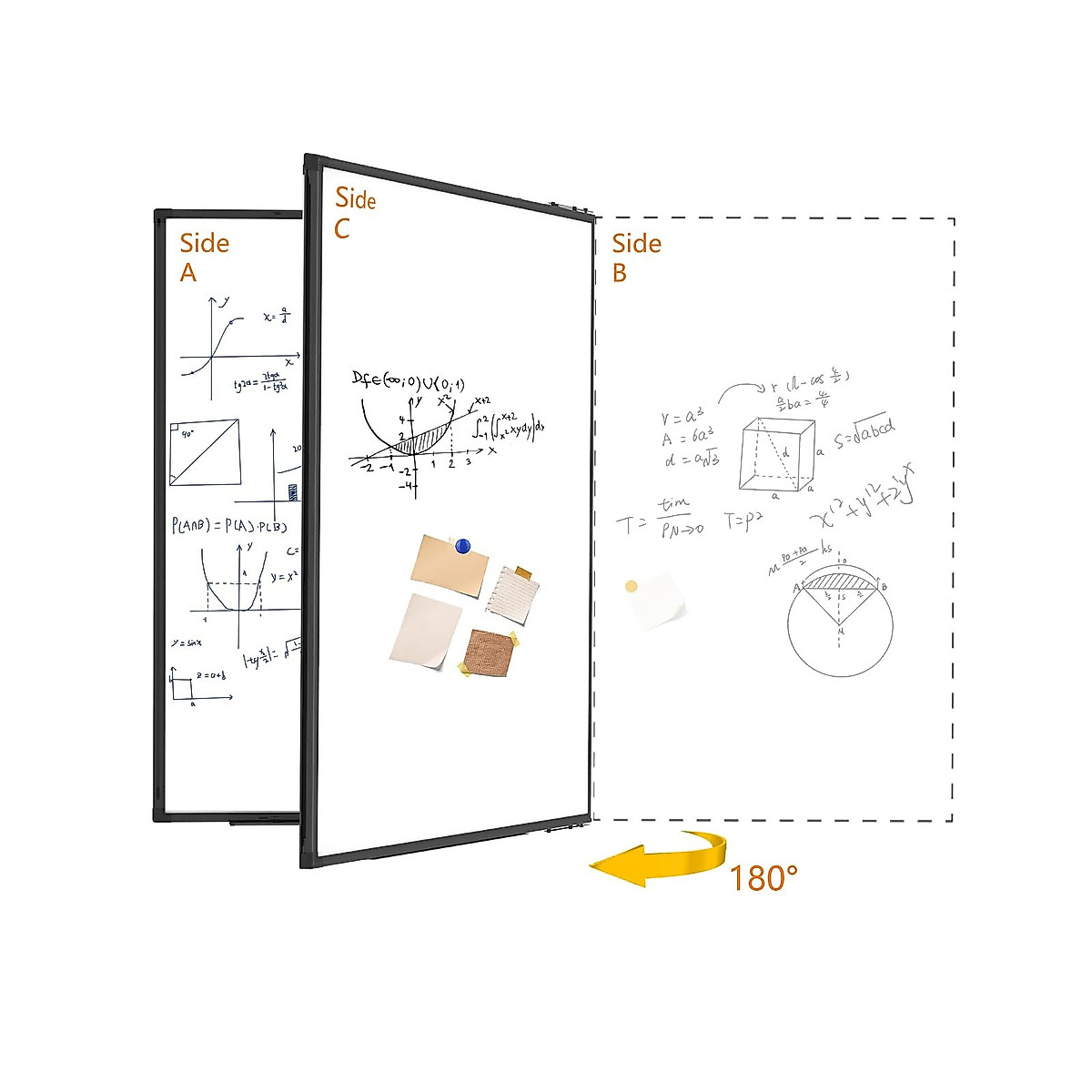 Magnetic Dry Erase White Board 48x36 Inch, 4x3 WhiteBoard Foldable Aluminum Frame Wall Mounted Dry Erase Board for School Office and Home