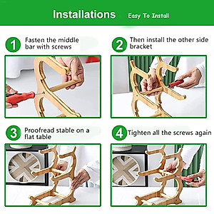 Hfpengzan 3 Tier Ceramic Fruit Bowl, White Oval Serving Bowls Set with Natural Bamboo Rack, Porcelain Fruit Basket Countertop for Kitchen Vegetable Storage, Snack Dessert Cake Candy Tray Plate Holder