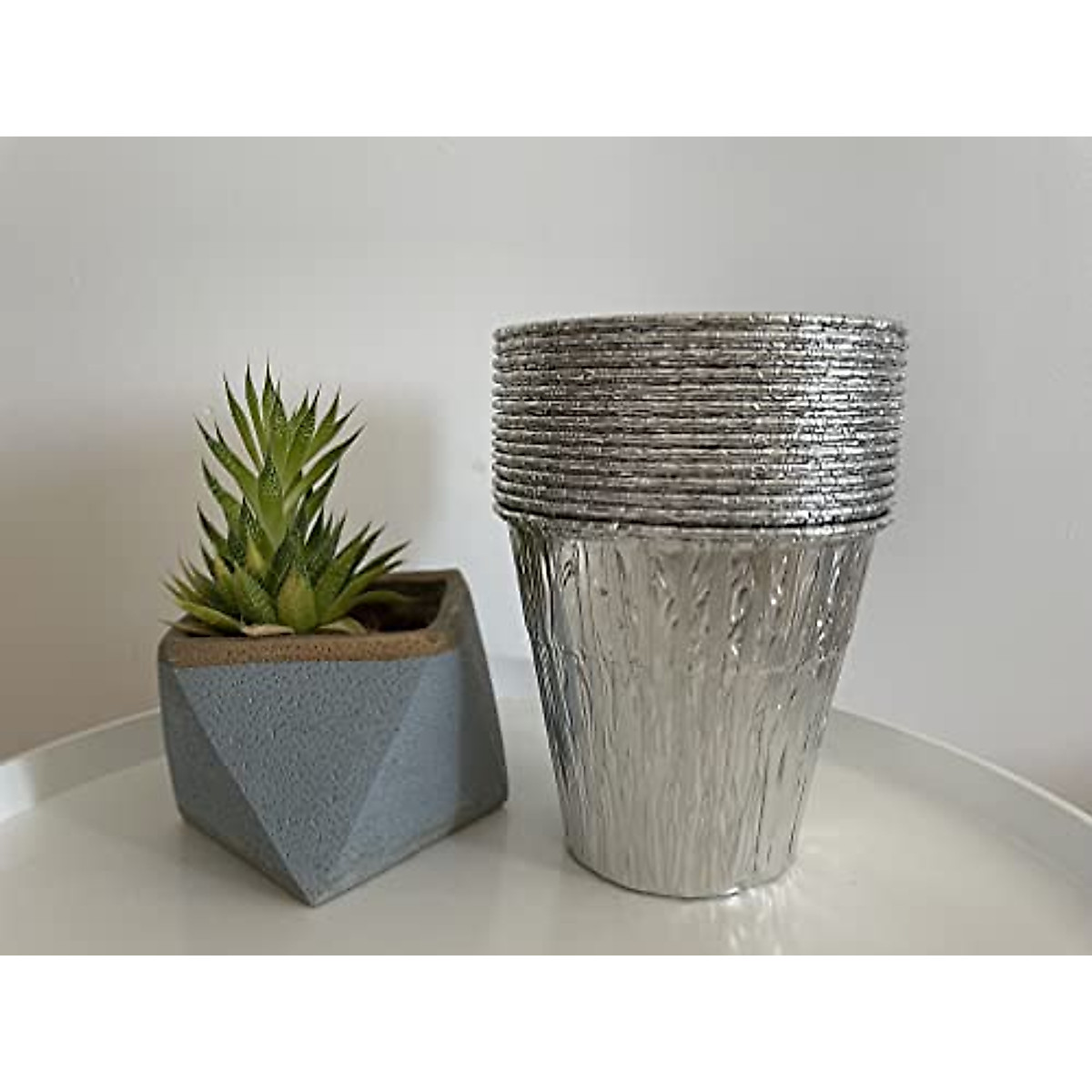 (20 Pack) Grease Bucket Liner Compatible with Garden BBQ Drip Bucket, Outdoor Camping Portable Bucket & Other Grill Bucket Accessories l 5.0” x 4.6” l Disposable Aluminum