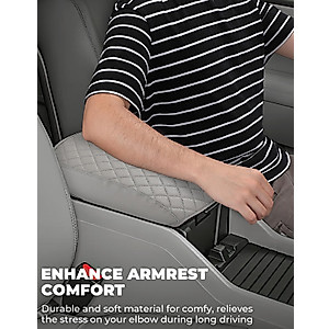 ISSYAUTO Center Console Cover Compatible with 2009-2015 Pilot, Leather Armrest lid Cover Arm Rest Covering for Car, Well-Make Durable Middle Console Cover Armrest Box Protective Cover, Gray