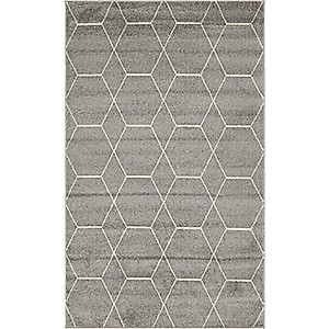 Unique Loom Trellis Frieze Collection Area Rug - Geometric (5' 1" x 8', Light Gray/ Ivory)