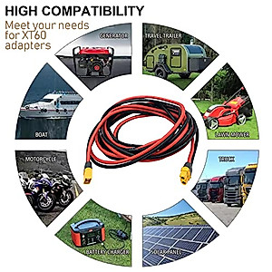 XT60 XT60h Extension Cord 10Ft with Female Male for Solar Generator Portable Power Station Solar Panel RC Battery Lipo Battery Pack Portable Power Station 12Gauge Flexible Silicone Wire Cord（10Ft ）