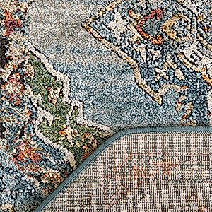 Unique Loom Isabella Collection Area Rug - Rossellini (5' 1" Octagon, Blue/ Beige)