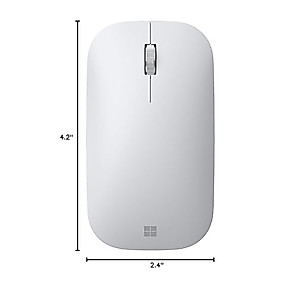 Microsoft Modern Mobile Mouse - Glacier - Comfortable Right/Left Hand Use with Metal Scroll Wheel, Wireless, Bluetooth for PC/Laptop/Desktop, works with Mac/Windows 8/10/11 Computers