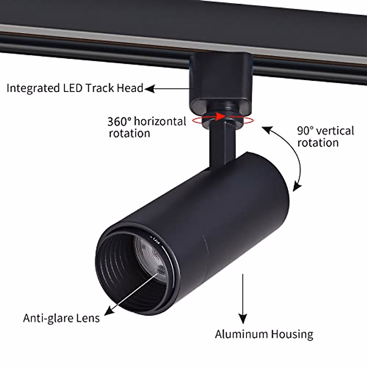 Ajbvp 5CCT LED Track Lighting Heads 12W Dimmable,Zoomable Beam15°/24°/36°/45°/60°,2700K/3000K/3500K/4000K/5000K,Single Circuit H Track Lighting Heads Ceiling Fixtures Art Lighting,Black-4Pack