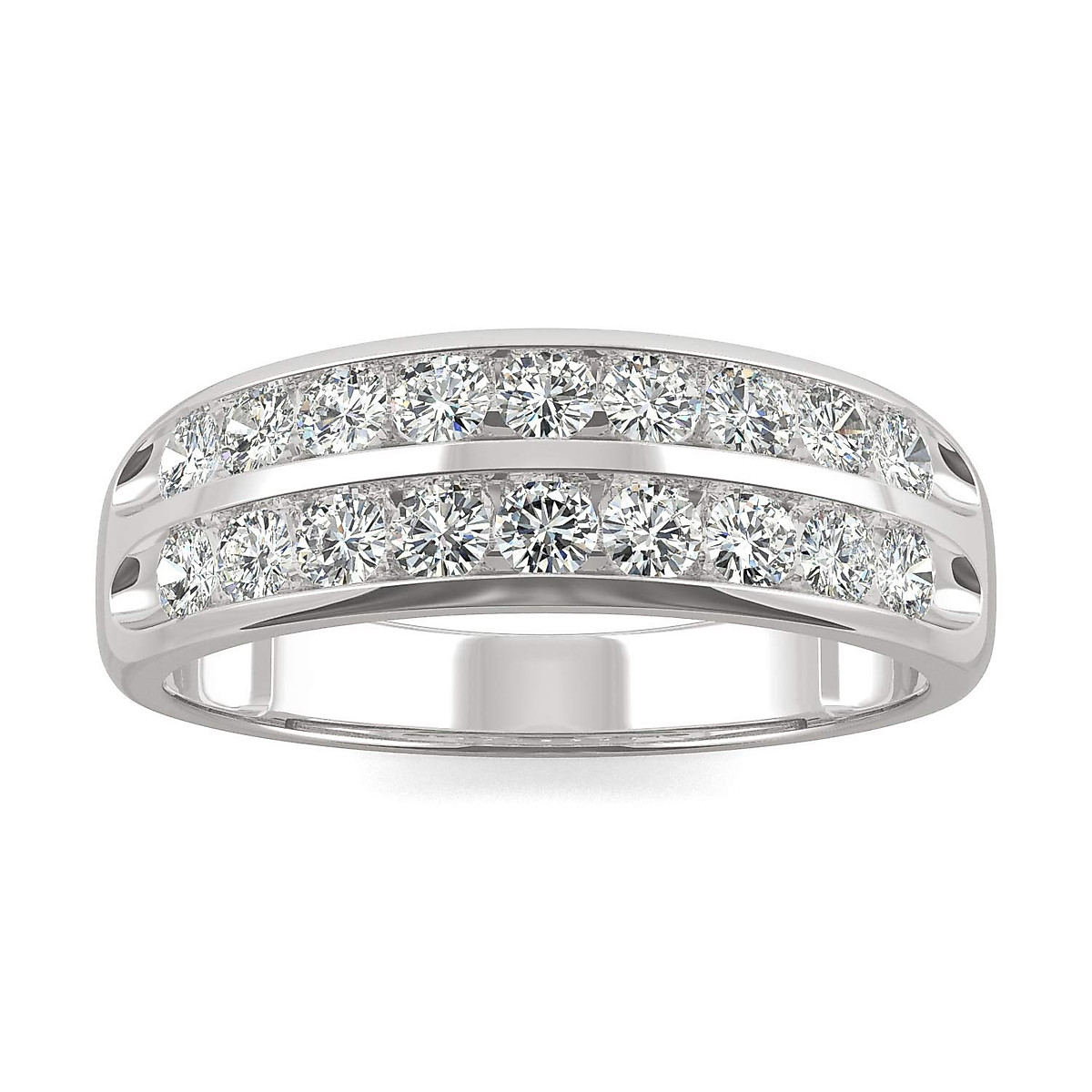 14K White Gold Moissanite by Charles & Colvard 2.2mm Round Band-size 6 0.72cttw DEW