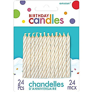 Amscan Hight Quality White Candy Stripe Spiral Candles, 2 1/2"