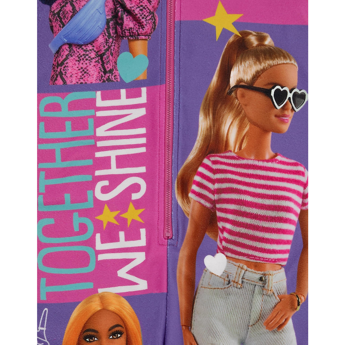Barbie Girls Onesie | Young Ladies Pink All in One Sleepsuit Pyjamas | Together We Shine Character Bodysuit PJs