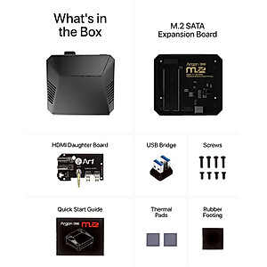 Argon ONE M.2 Aluminum Case for Raspberry Pi 4 with SATA SSD Support | Power Button and Fan | Compatible B-Key and B+M Key