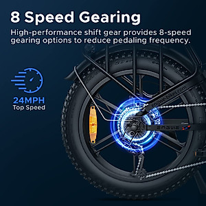 GOLMEZIL ENGWE Engine Pro Folding-Electric-Bike for Adults - Peak 1000W-48V-16AH Electric Bicyles with 24''x4.0 Fat Tire, Up to 28MPH 68Mile Range,Full Suspension Ebikes (Grey)