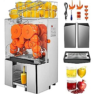 VBENLEM Commercial Juicer Machine, 110V Juice Extractor, 120W Orange Squeezer for 22-30 per Minute, Electric Orange Juice Machine w/Pull-Out Filter Box SUS 304 Tank PC Cover and 2 Collecting Buckets
