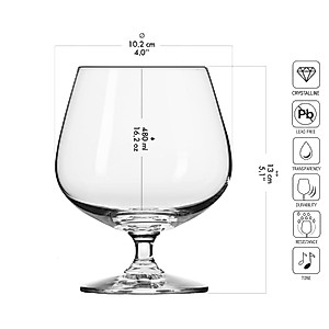 Krosno Brandy Cognac Snifter Glasses | Set of 6 | 16.2 oz | Balance Collection | Perfect for Home Restaurants and Parties | Dishwasher Safe | Gift Idea | Made in Europe