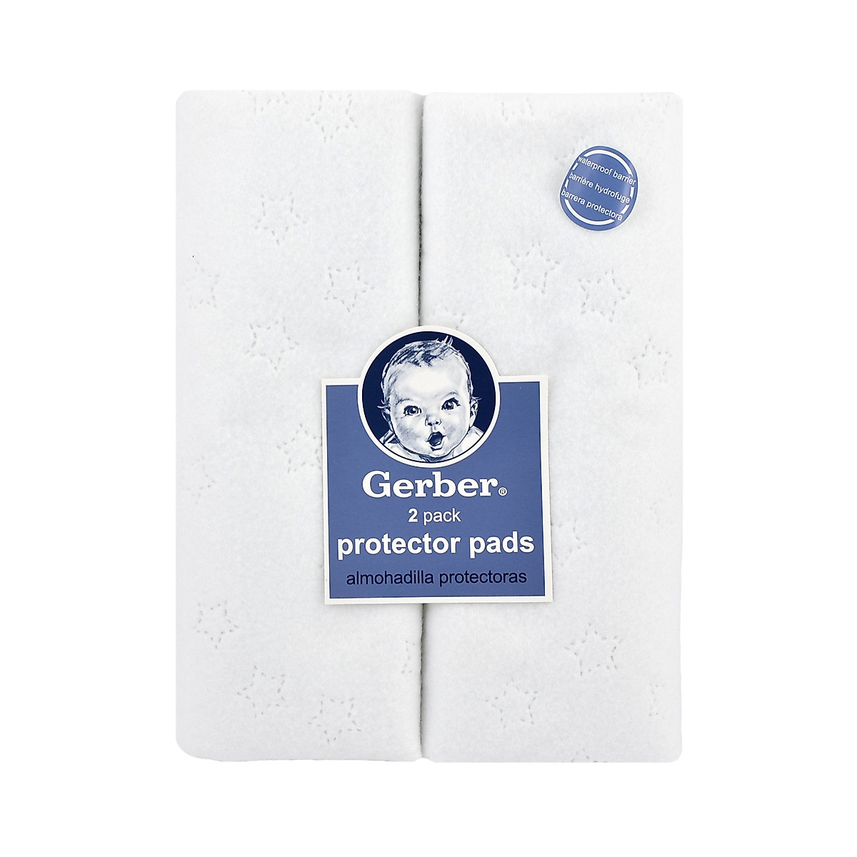 Gerber, Baby Boys and Girls Newborn Infant Baby Toddler Nursery Waterproof Barrier Bedding Crib Protector Pad, 18”x 7”, White, 2 Pack