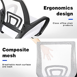 YSSOA Task Office Chair Ergonomic Mesh Computer Chair with Wheels and Arms and Lumbar Support Adjustable Height Study Chair for Students Teens Men Women for Dorm Home Office,White