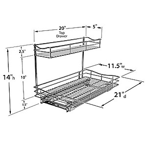 LYNK PROFESSIONAL® Slide Out Under Sink Cabinet Organizer - Lifetime Limited Warranty - Sliding Storage for Inside Kitchen Cabinet or Under Sink - 11.5 in. wide x 21 inch deep - Chrome