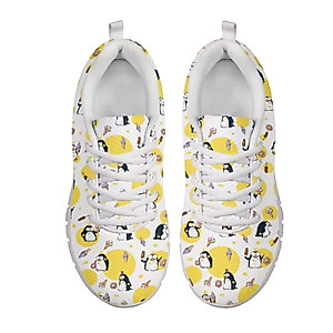 Jeiento Womens Running Shoes Lightweight Breathable Tennis Shoes Non Slip Fashion Walking Sneakers Cute Penguin Print