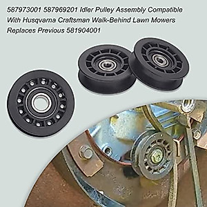 587973001 587969201 Idler Pulley Assembly Compatible With Husqvarna Craftsman Walk-Behind Lawn Mowers, for Lawn Mower Decks Idler Pulley HU725AWD/BBC, HU725AWDHQ, LC221RH Replaces Previous 581904001