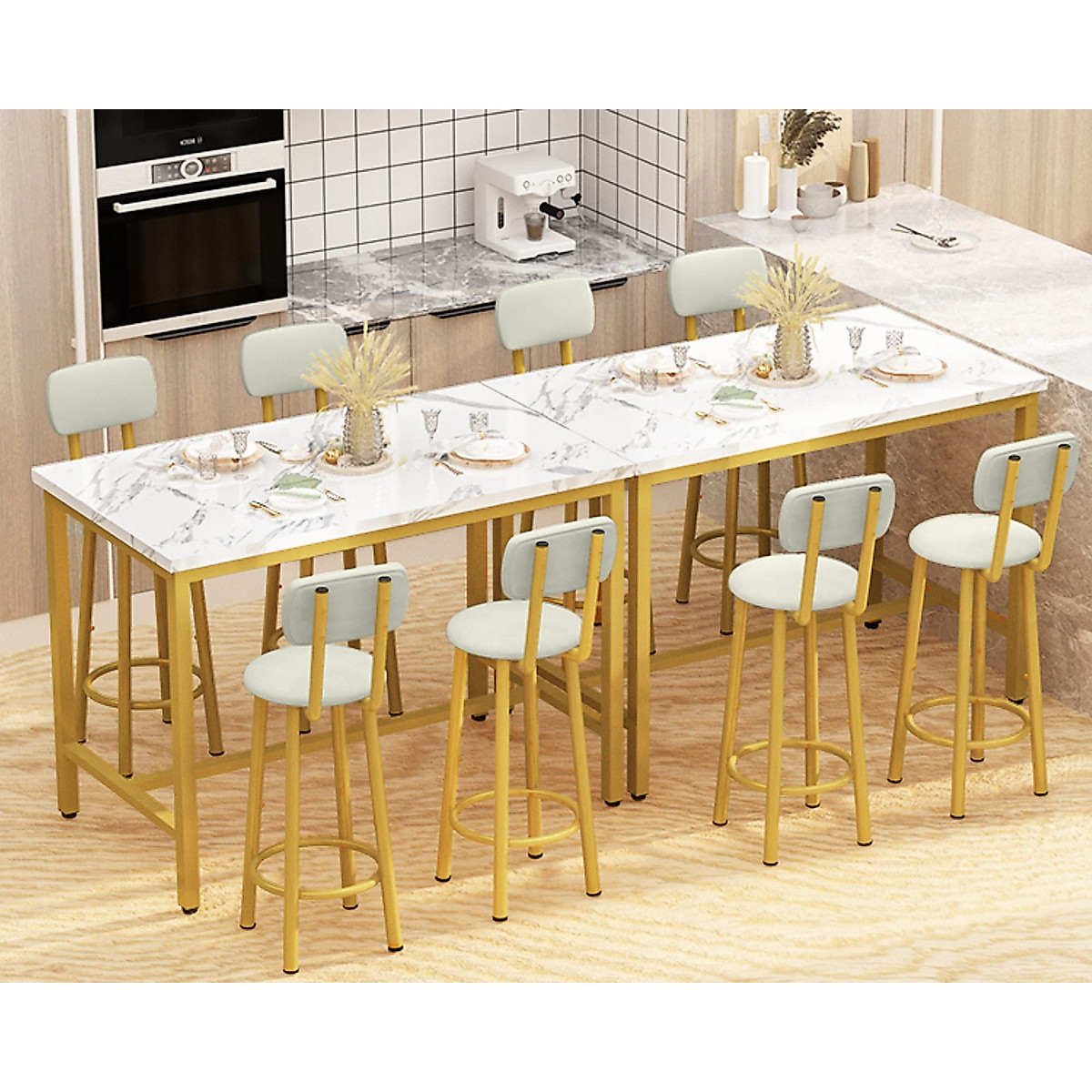 AWQM Dining Table, White & Gold