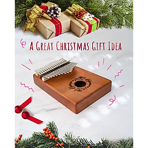 Libretto Kalimba Solid Wood Thumb Piano 17 Keys, Portable Mbira Finger Piano with Tune Hammer, Flannel Bag, Manual, Cleaning Cloth, Finger Covers, and Stickers, Great Gift for Kids and Adult Beginners