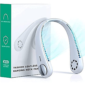 Anwick Portable Neck Fan, Hands Free Bladeless Personal Fan, 3 Speed Leafless Rechargeable USB Wearable Cooling Fan, 360° Cooling Hanging Fan, Women Men Office Travel