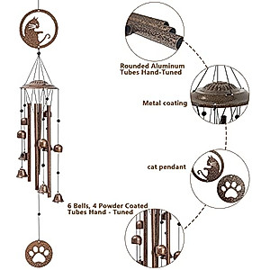 Iwaiting Outdoor Cat Wind Chimes for Outside, Memorial Wind Chimes Gifts for Mom,Great Gift for Your Own Patio, Porch, Garden, and Backyard