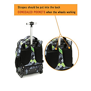 Tilami Rolling Backpack Armor Luggage School Travel Book Laptop 18 Inch Multifunction Wheeled Backpack for Kids and Students