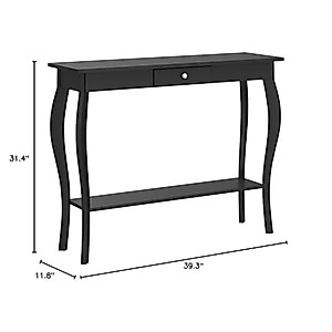 ChooChoo Narrow Console Table with Drawer, Chic Accent Sofa Entryway Table with Shelves for Entryway, Living Room, Hallway, Espresso