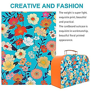 OUNONA Paperboard Suitcases Mini Suitcase Floral Painting Decorative Gift Boxes with Hinged Lids and Handles for Birthday Wedding Christmas Party Favor Toys Photos Props
