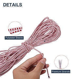 Tent Pole Shock Cord 1/8 inch 60ft, Elastic Bungee Cord, Replacement Shock Cord for Tent Poles, Tent Pole Repair Kit, Elastic Cord with Lead Wire and Washers