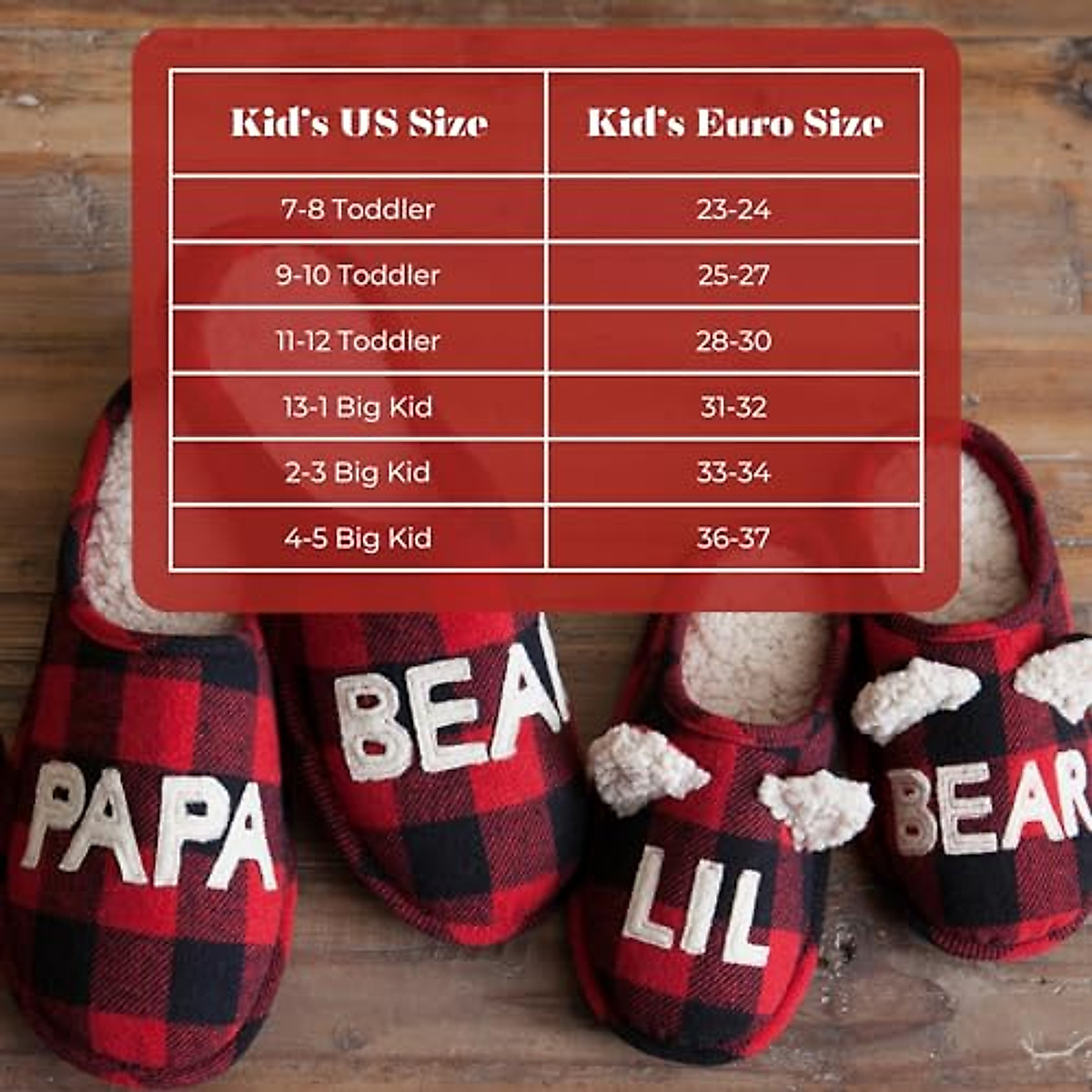 Dearfoams baby girls Unisex-child Lil Bear and Bear Slipper, Lil Bear Buffalo Plaid, 4-5 Big Kid US