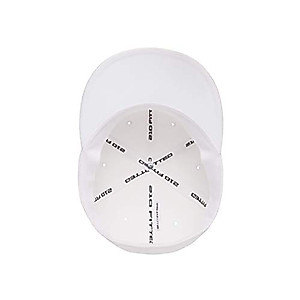 Flexfit Men's 210 Fitted Flat Bill Cap Hat, Small/Medium White