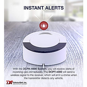 Dakota Alert Wireless Driveway Alarm System DCPA-4000 One Mile Wireless Range, DCR-4000 Receiver & DCPT-4000 Vehicle Detecting Probe Transmitter with Direct Burial Cable | Outdoor Vehicle Sensor Alarm