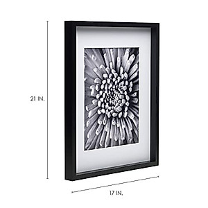 Mikasa Gallery Frame-16x20 in. Photo without Mat, 11x14 in. Photo with Mat, 2 mm Beveled Mat, Vertical or Horizontal Display, 17x21 Inch, Black