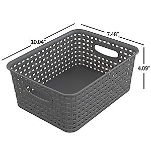 Pekky Grey Plastic Storage Baskets, Classroom Organization Baskets, 6 Packs