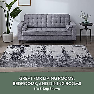 Edenbrook Area Rugs for Living Room - Black and Cream Rug-Low Pile Perfect for High Traffic Areas, 8x10 Rug