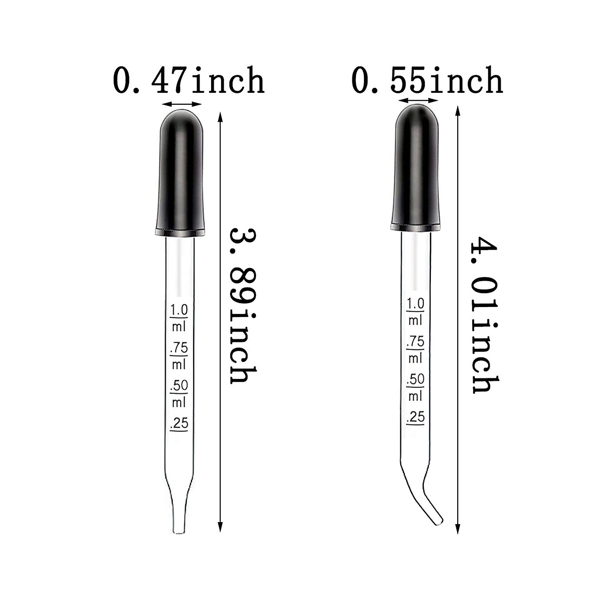 20pcs 1ml Eye Dropper,10pcs Straight Tip Glass Droppers and 10pcs Bent Tip Measured Dropper,for Accurate Easy Dose and Measurement