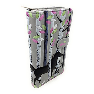 Shag Wear Forest Horse Large Animal Wallet for Women and Teen Girls Vegan Faux Leather Gray 7"