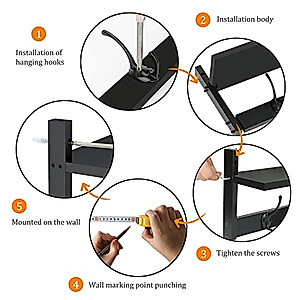 BAMEOS Wall Hooks with Shelf 28.9 Inch Length Entryway Wall Hanging Shelf Wood Coat Hooks for Wall with Shelf Wall-Mounted Coat Hook Rack with 5 Dual Hooks for Bathroom, Living Room, Bedroom (Black)