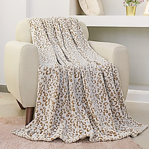 FY FIBER HOUSE Flannel Fleece Throw Blanket, Lightweight Cozy Plush Microfiber Bedspreads for Adults,60"X80",Brown Leopard