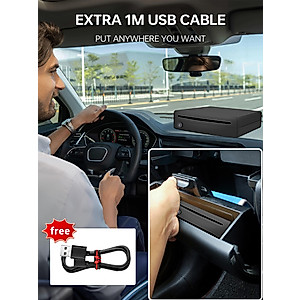 External USB CD Player for Car, Homlab Portable Plugs in CD Player with Extra USB Cable, for Car Without CD Player, Laptop, TV, Mac, Computer, for Android 4.4 and Above Navigation, Black