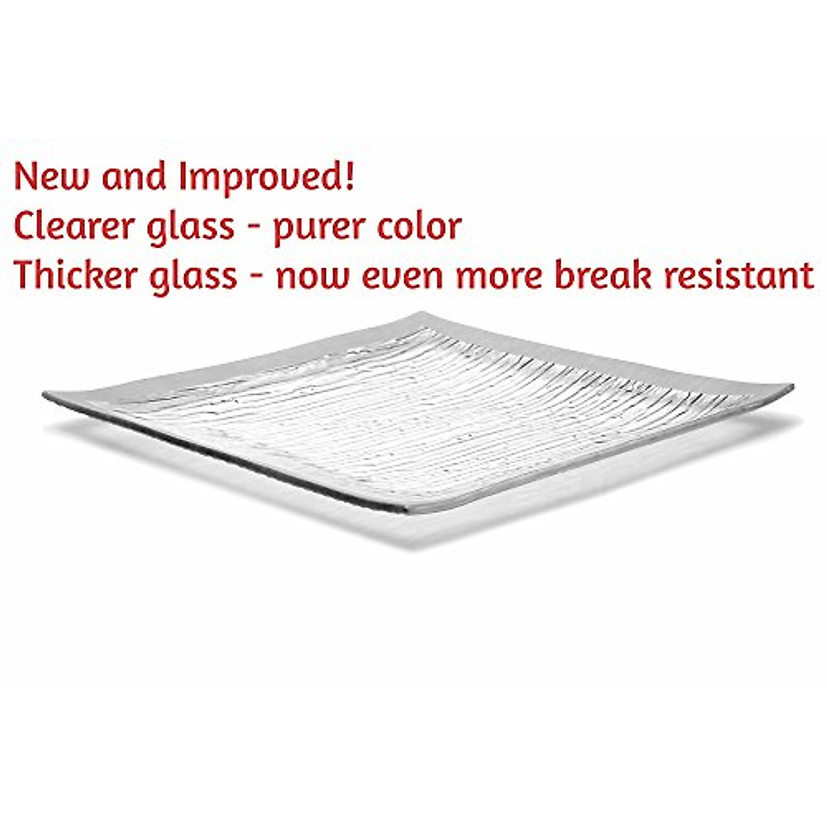 GAC Large 13 Inch Tempered Glass Tray Square Glass Platter Break and Chip Resistant – Oven/Microwave Safe – Dishwasher Safe – Decorative Charger Plate, Glass Serving Tray